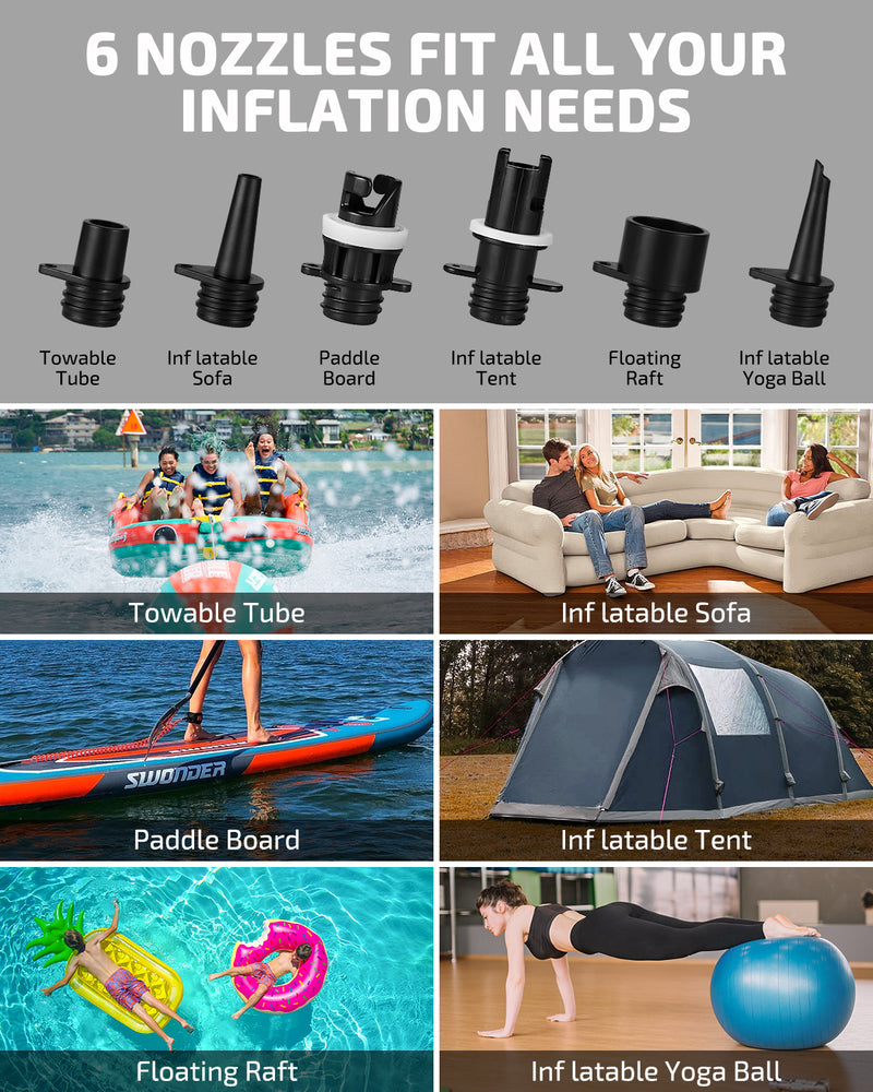 Swonder Paddle Board Pump, 30% Faster Inflation SUP Pump, Compact & 2 ...